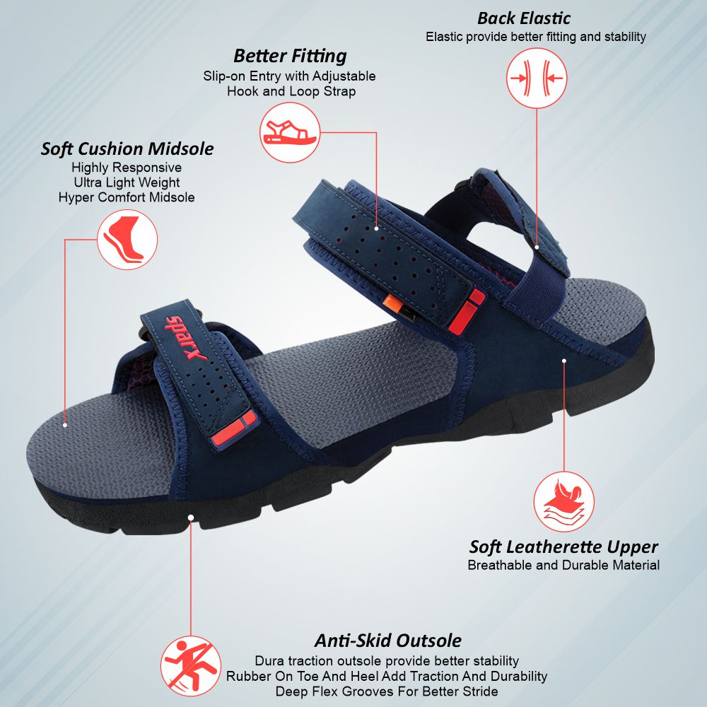Sparx Navy Blue Red Sandals for Kids SS-119 | Sandals & Slippers Online ...