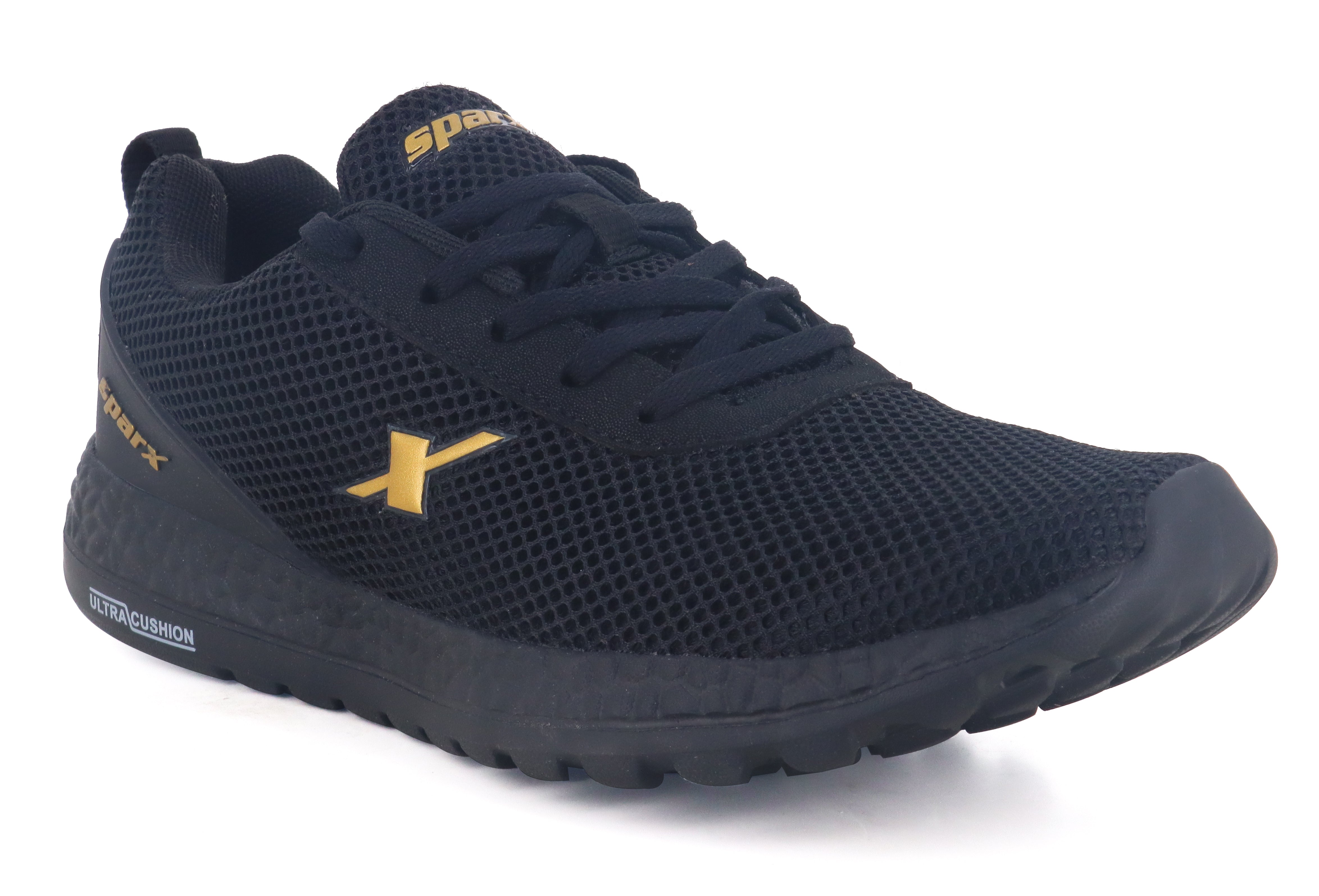 Sparx Black Golden Shoes for Men SM-414